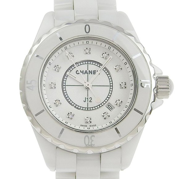 CHANEL | Accessories | Chanel J2 Watch 12p Diamond H1628 White Ceramic X Quartz Analog Display ...